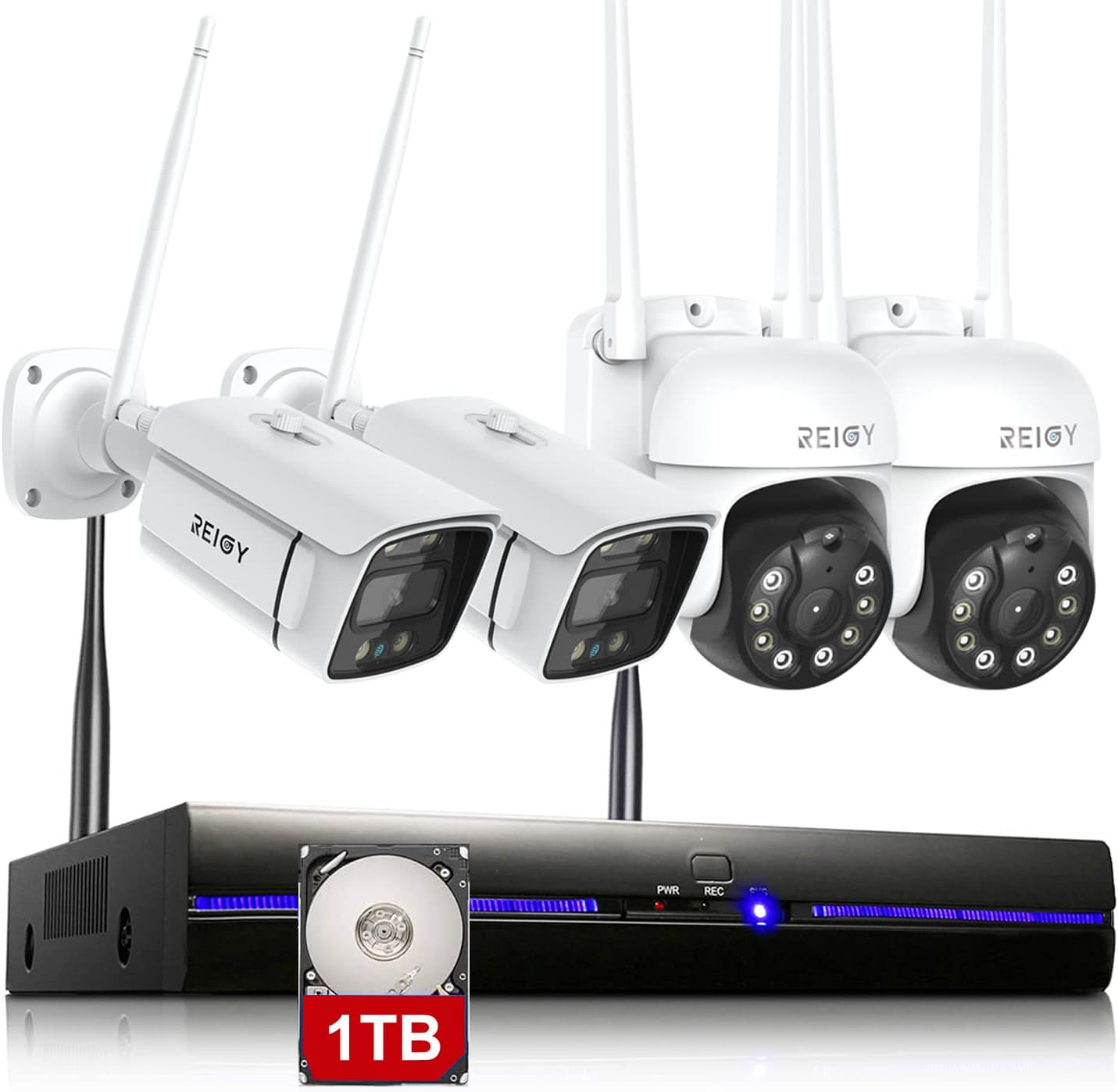 Amazon.com : REIGY 3MP WiFi Security Camera System with Floodlight ...