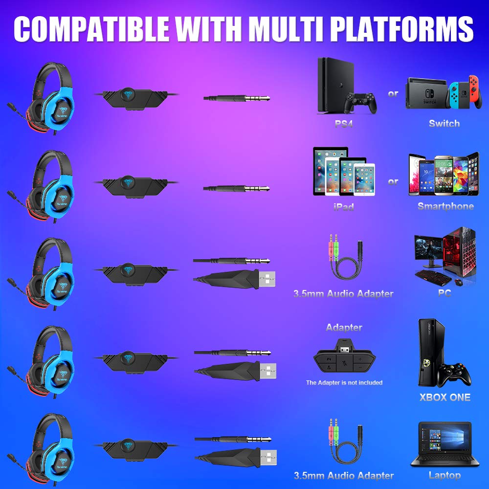 BENGOO G9500 Gaming Headset Headphones for PS4 Xbox One PC Controller ...