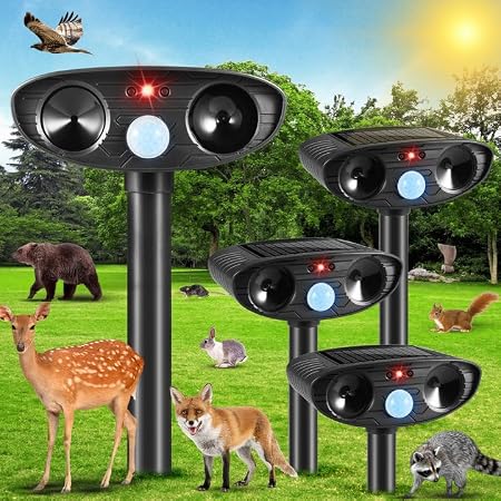 Amazon.com: 4Pack Solar Ultrasonic Animal Repellent Outdoor Animal ...