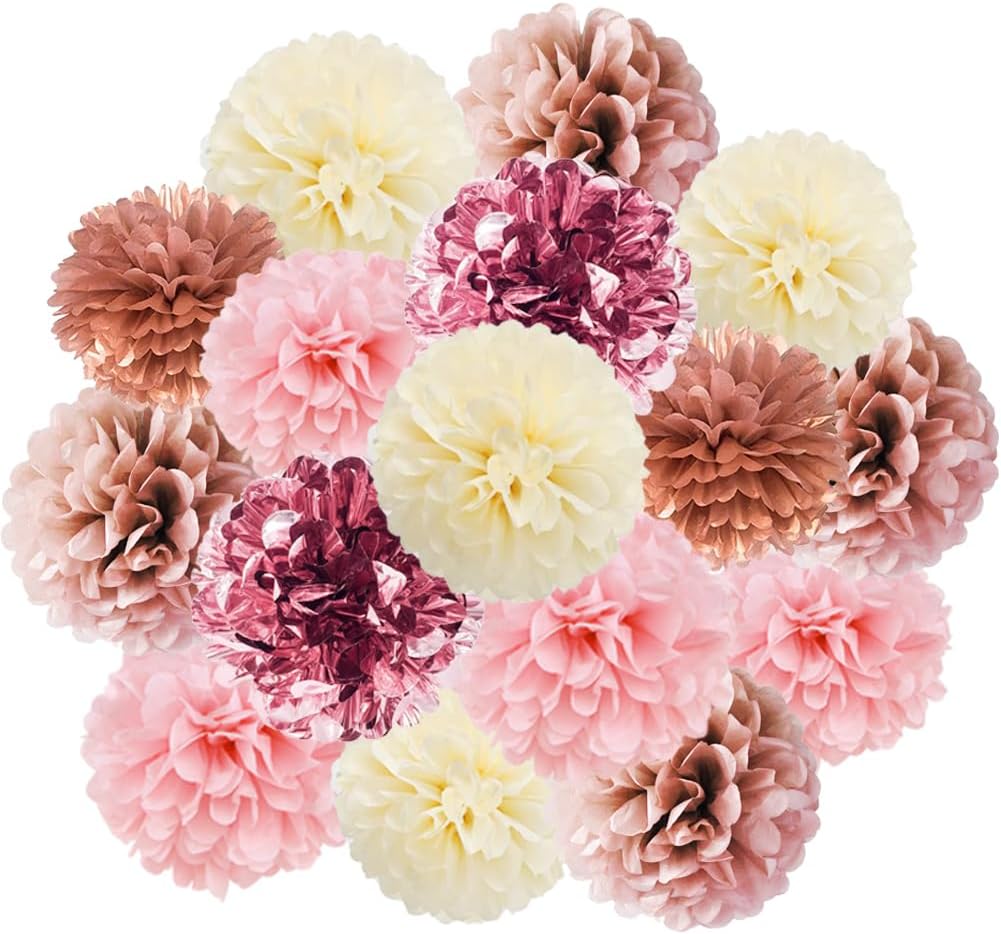 Amazon.com: Dusty Rose Tissue Paper Flowers Rose Gold Dusty Pink Party ...