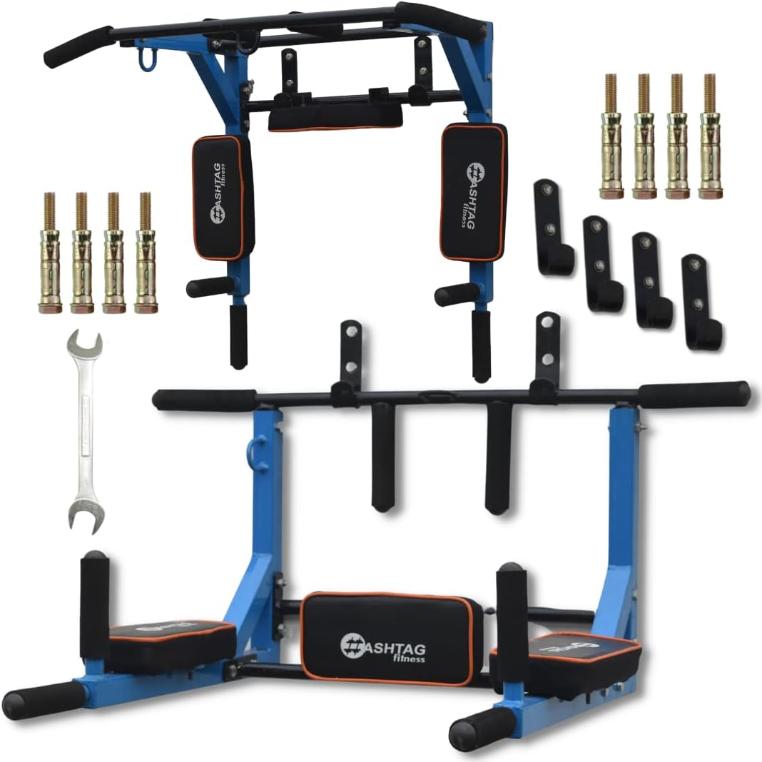 HASHTAG FITNESS pull up bar for home,3in1 wall mount dips bar,dips ...