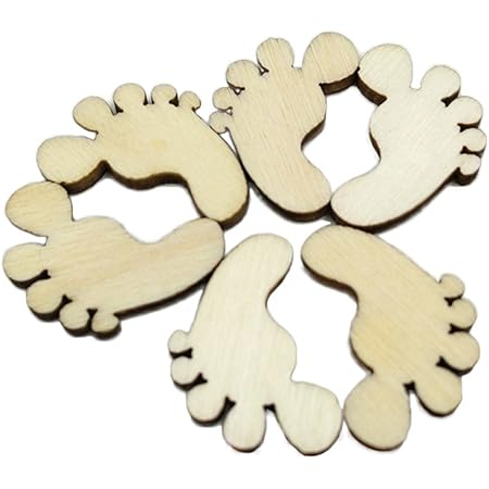 30x Wooden Baby Small Foot Craft Feet Shapes Blank Shape Art Decoration ...