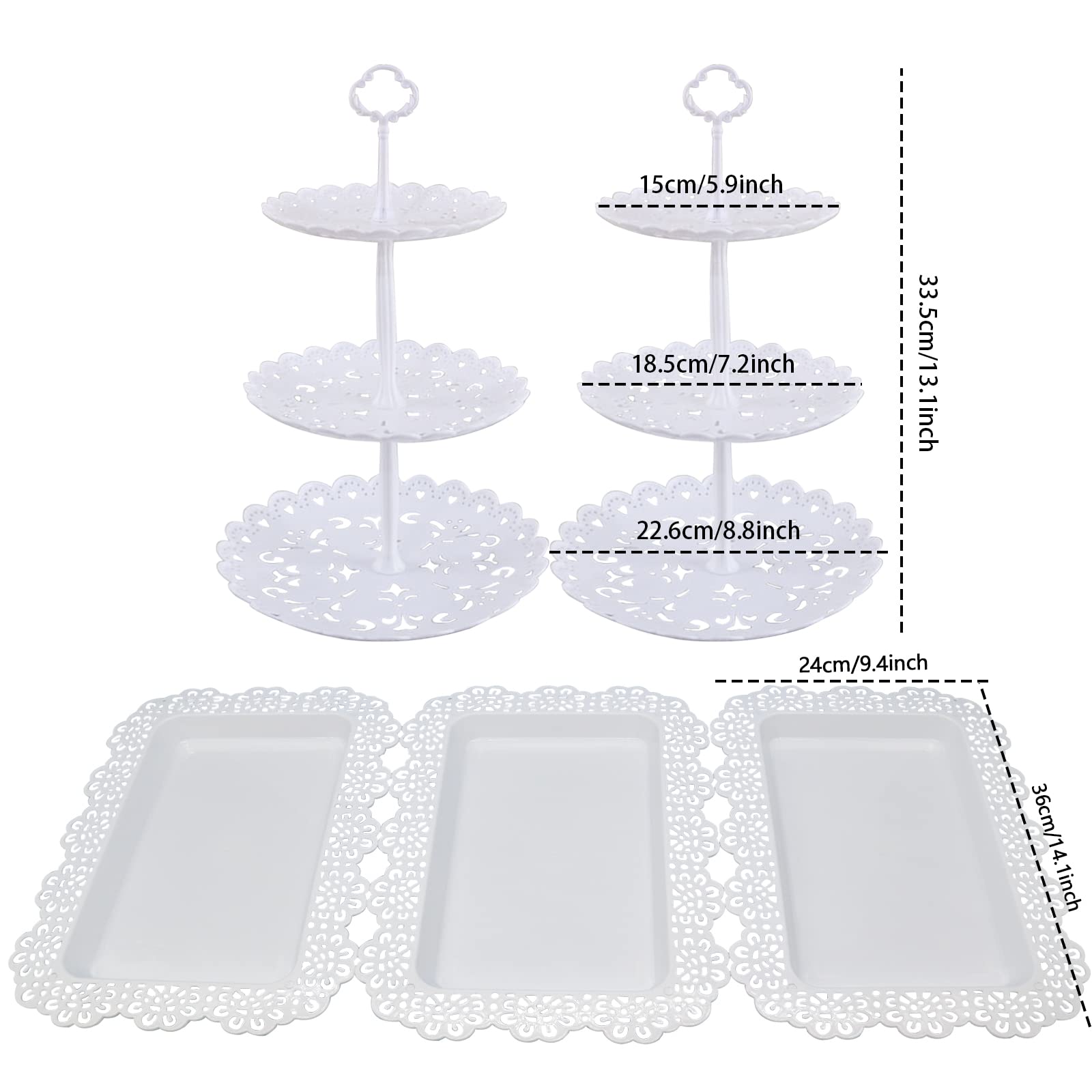 Snapklik.com : Set Of 2 Pieces 3 Tier Dessert Stand Fruit Plate Cupcake ...