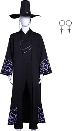 Amazon.com: ZHNBPS Mens Demon Anime Cosplay Costume Coat Tunic Robe Hat ...