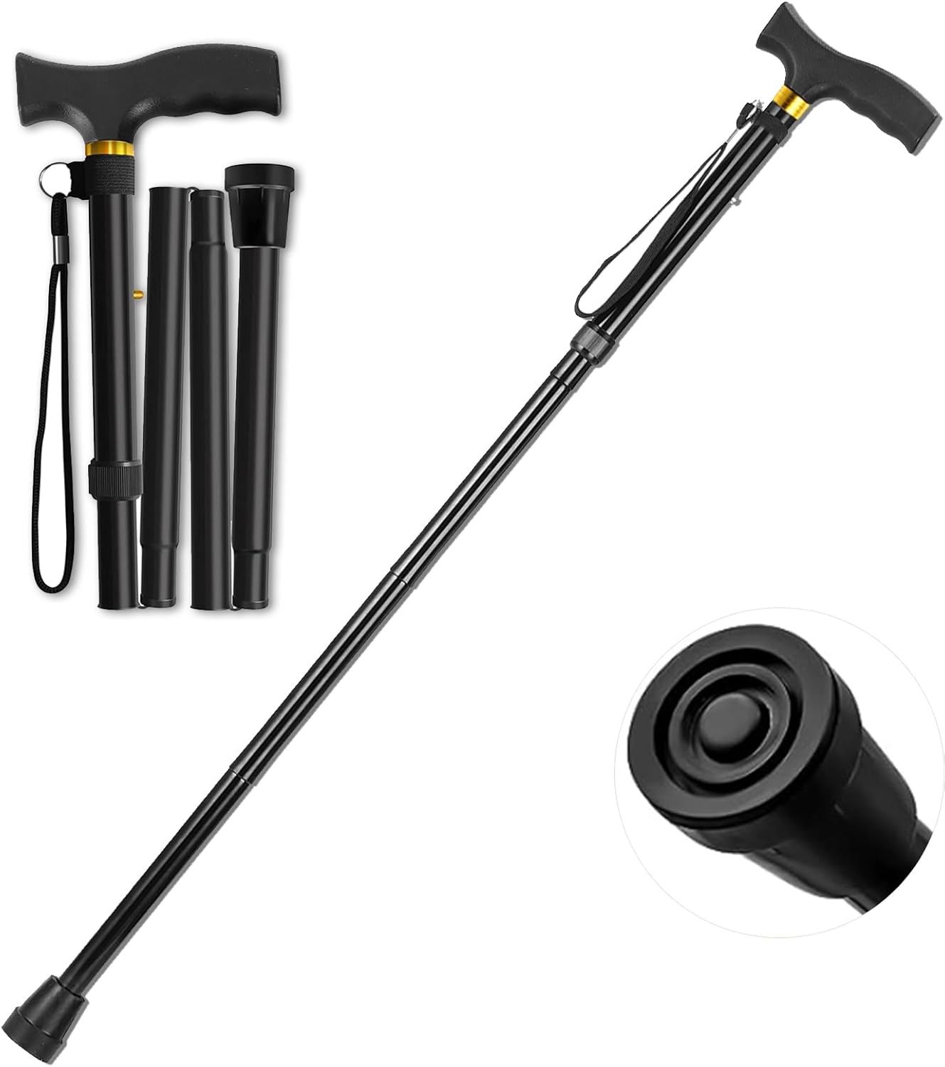 ANCKNE Canne pliable avec hauteur réglable, canne de marche légère et ...