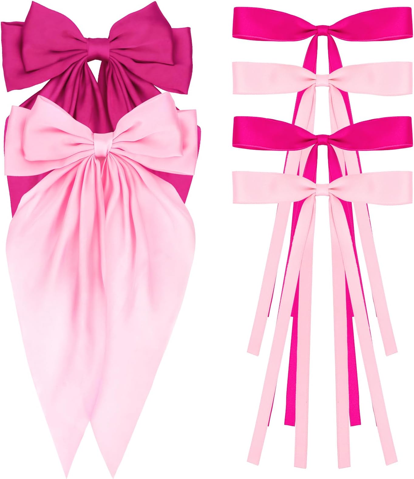 Amazon.com : LFOUVRE Hair Bows for Women, Pink Hair Bow with Long Tail ...