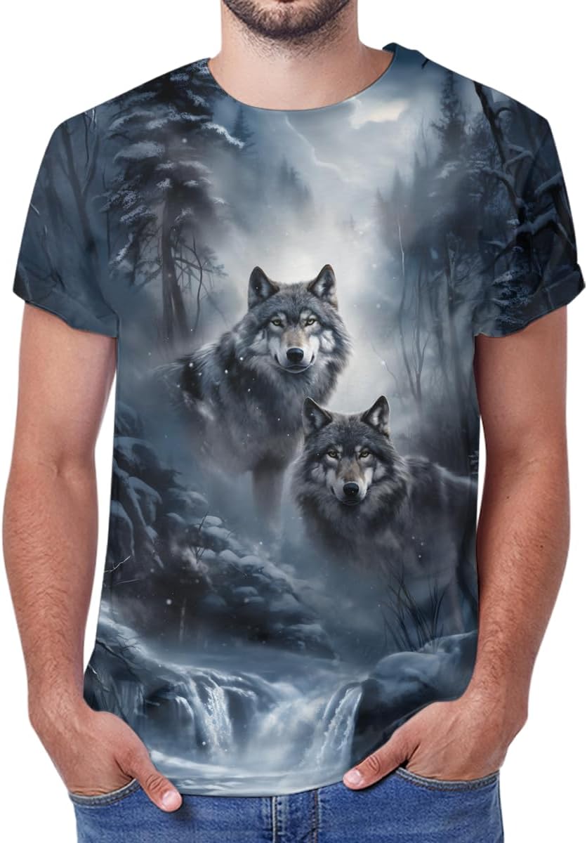 VNBNT Wolf Shirts for Men–Men’s T-Shirt–Graphic T-Shirt–3D Design Adult ...