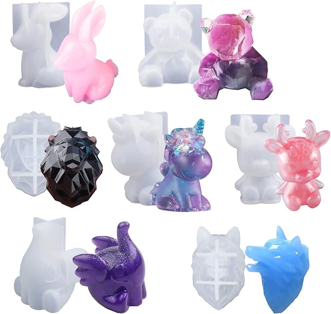 Amazon.com: LET'S RESIN 7PCS Animal Resin Molds, Epoxy Resin Silicone ...