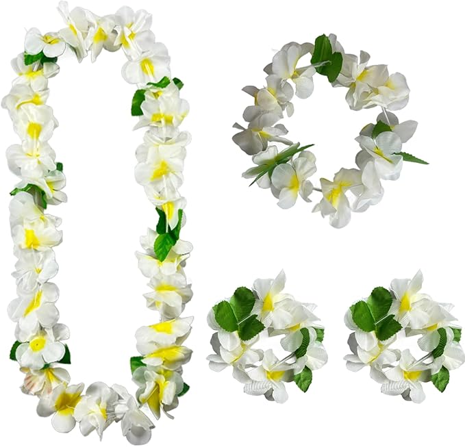 Amazon.com: 4Pcs Thickened Hawaiian Leis Bulk, Tropical Flower Lei ...