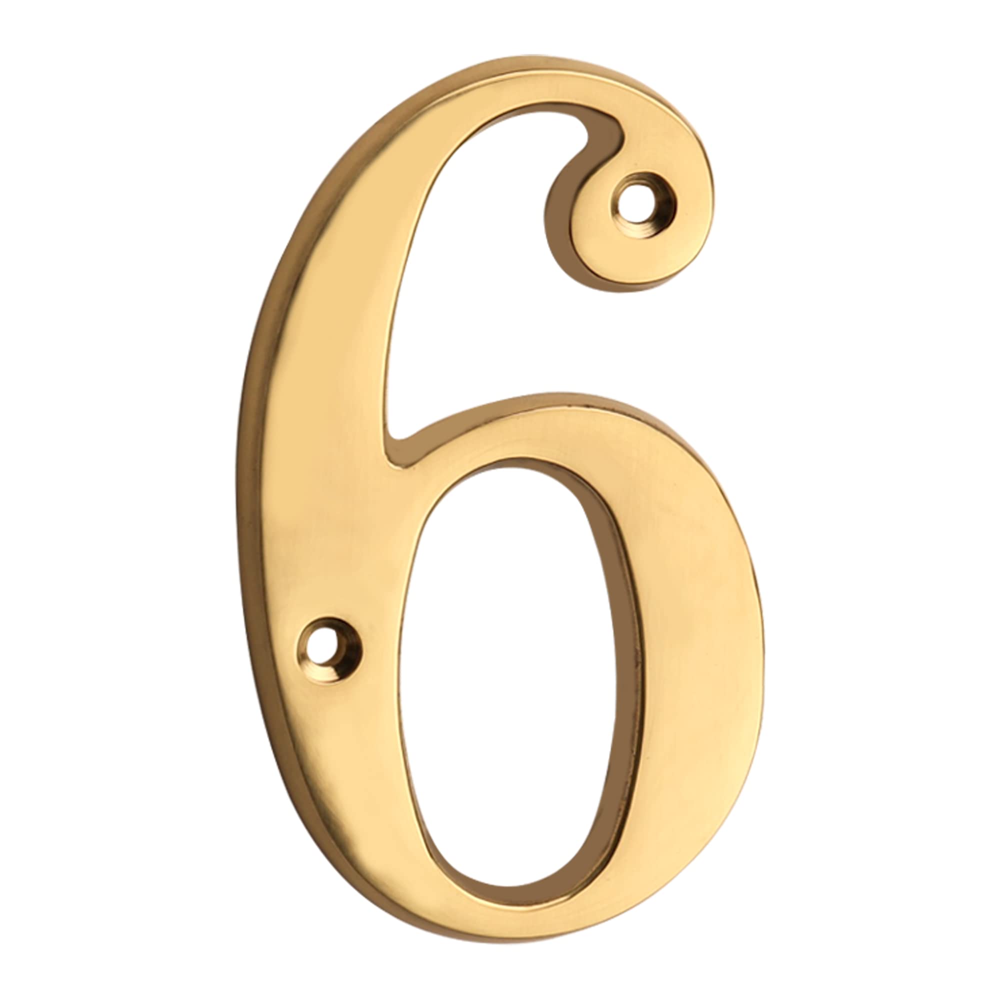 HASWARE 4 Inch Brass Modern Curvy House Number Polished Brass Finish ...