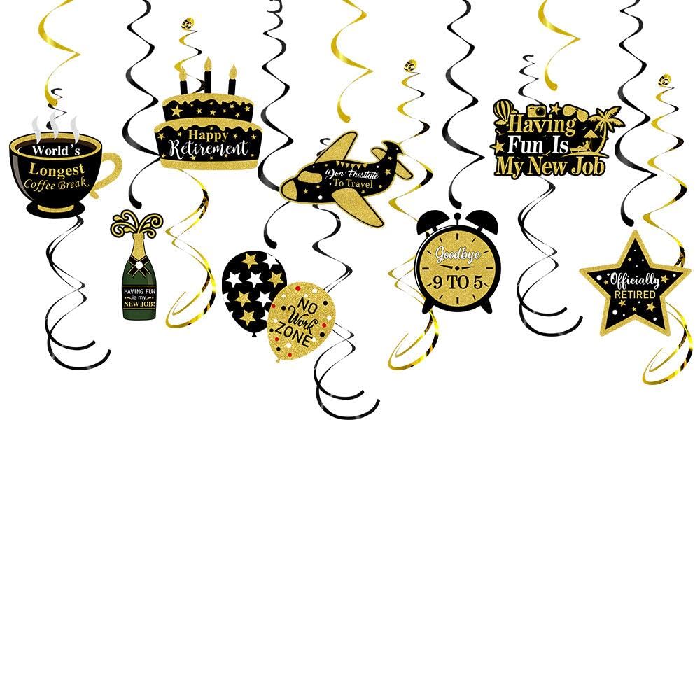 Amazon.com: Happy Retirement Hanging Swirl Office Retirement Streamers ...