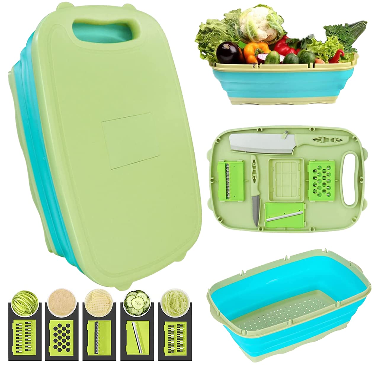 Amazon.com: BODLYL Collapsible Cutting Board, 9-In-1 Multi Chopping ...