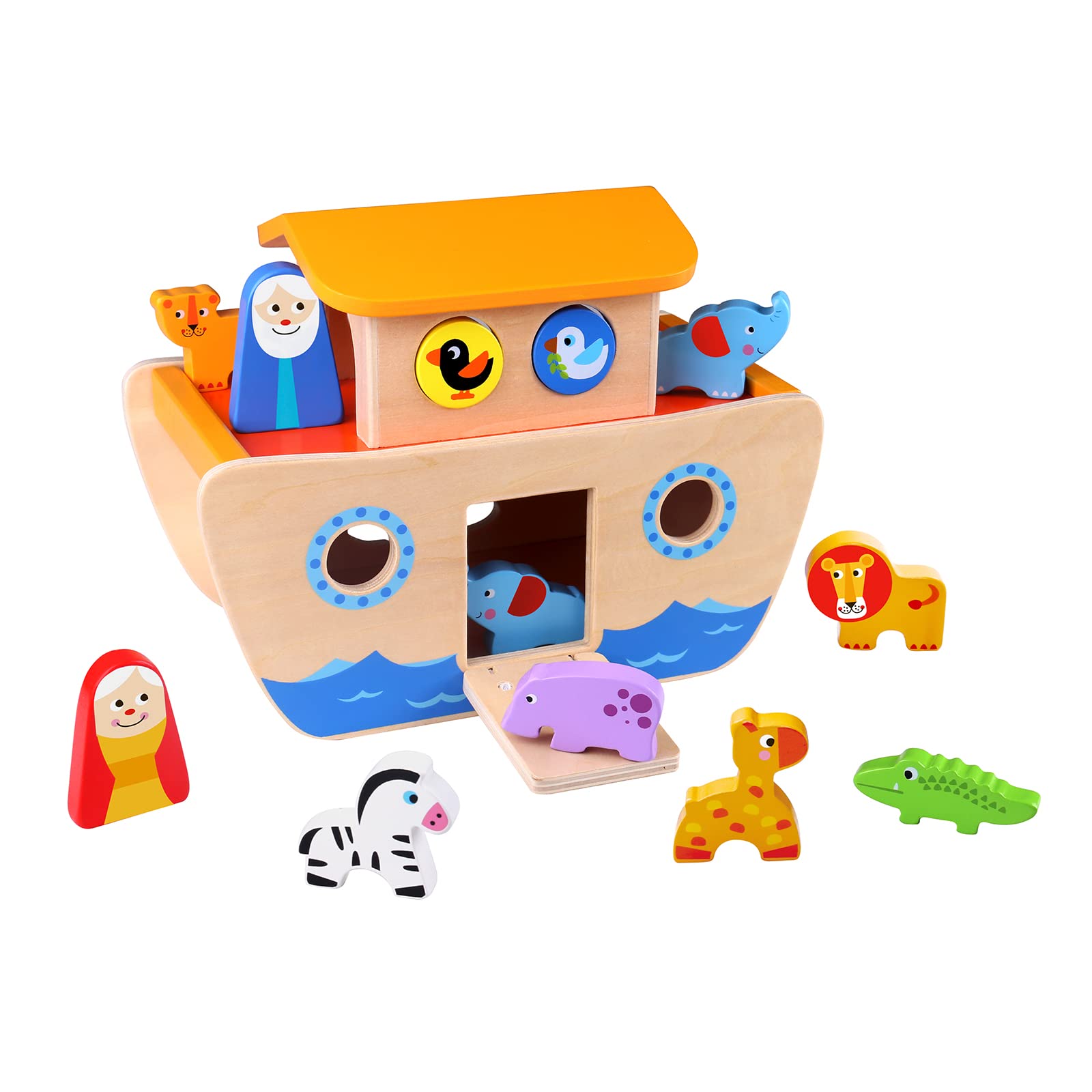 Buy TOOKYLAND Noah's Ark Toy for Kids Wooden Ark Playset, Animal Shape ...