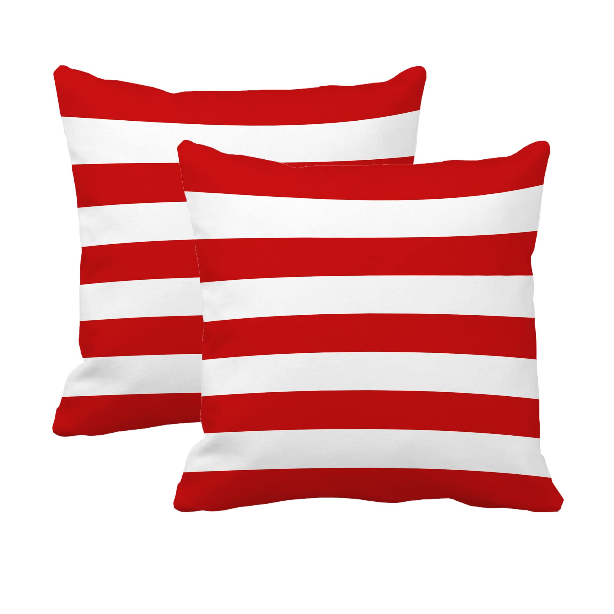 Amazon.com: Leaveland Red and White Stripe Set of 2 16x16 Inch Cotton ...