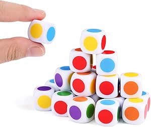 20pcs Colored Dice Set, Acrylic Color Dot Dice with Six Blank Sides ...
