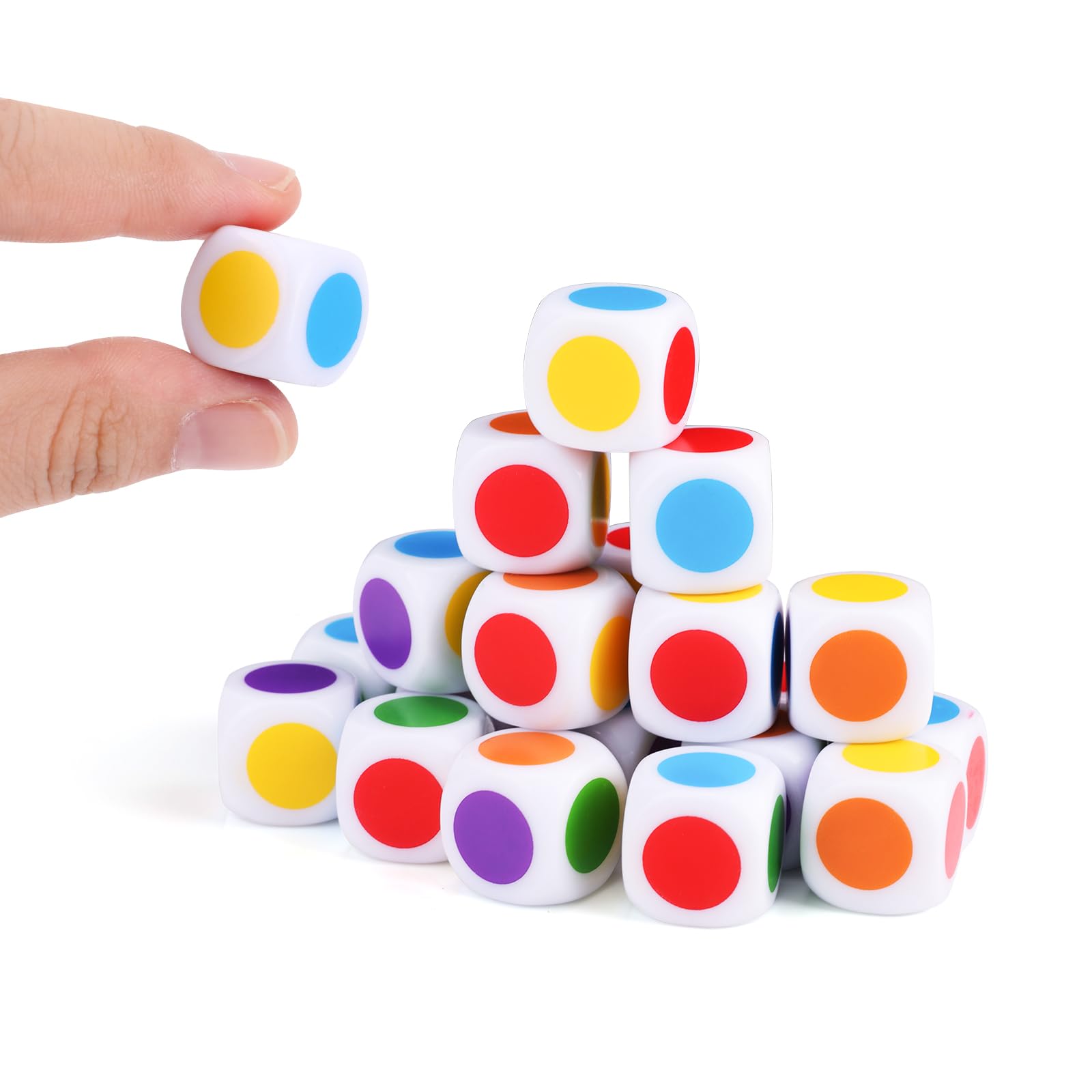 20pcs Colored Dice Set, Acrylic Color Dot Dice with Six Blank Sides ...