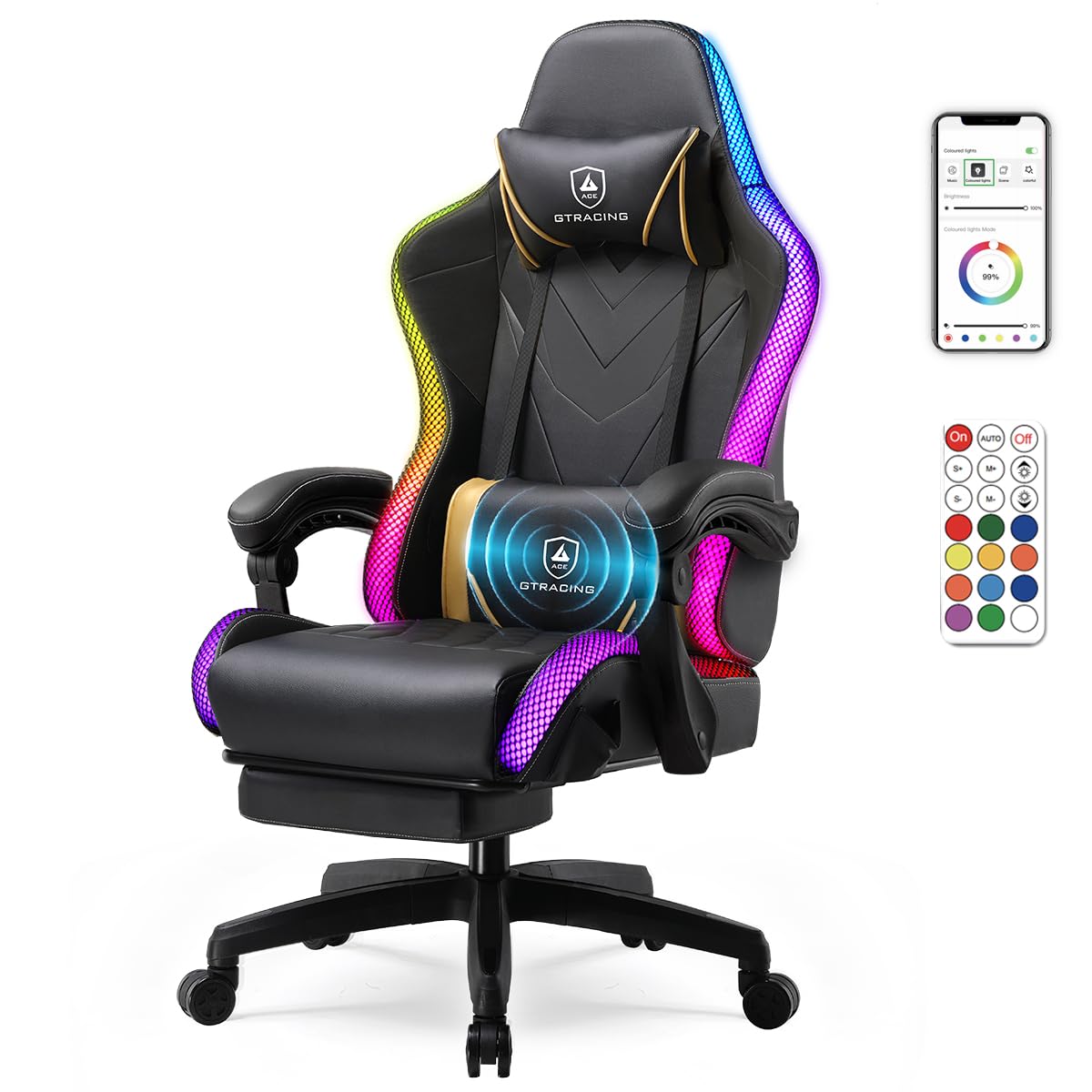 Buy GTPLAYERGaming Chair, RGB Gaming Chair with LED Lights, Video ...