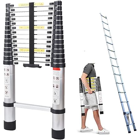 Portable Aluminum Telescoping Ladder 14.4ft Extension Ladder 330lbs ...