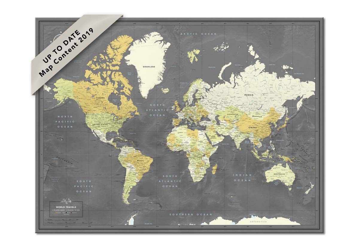 Buy Travel Map of The World - Very detailed World Map Poster - Premium ...