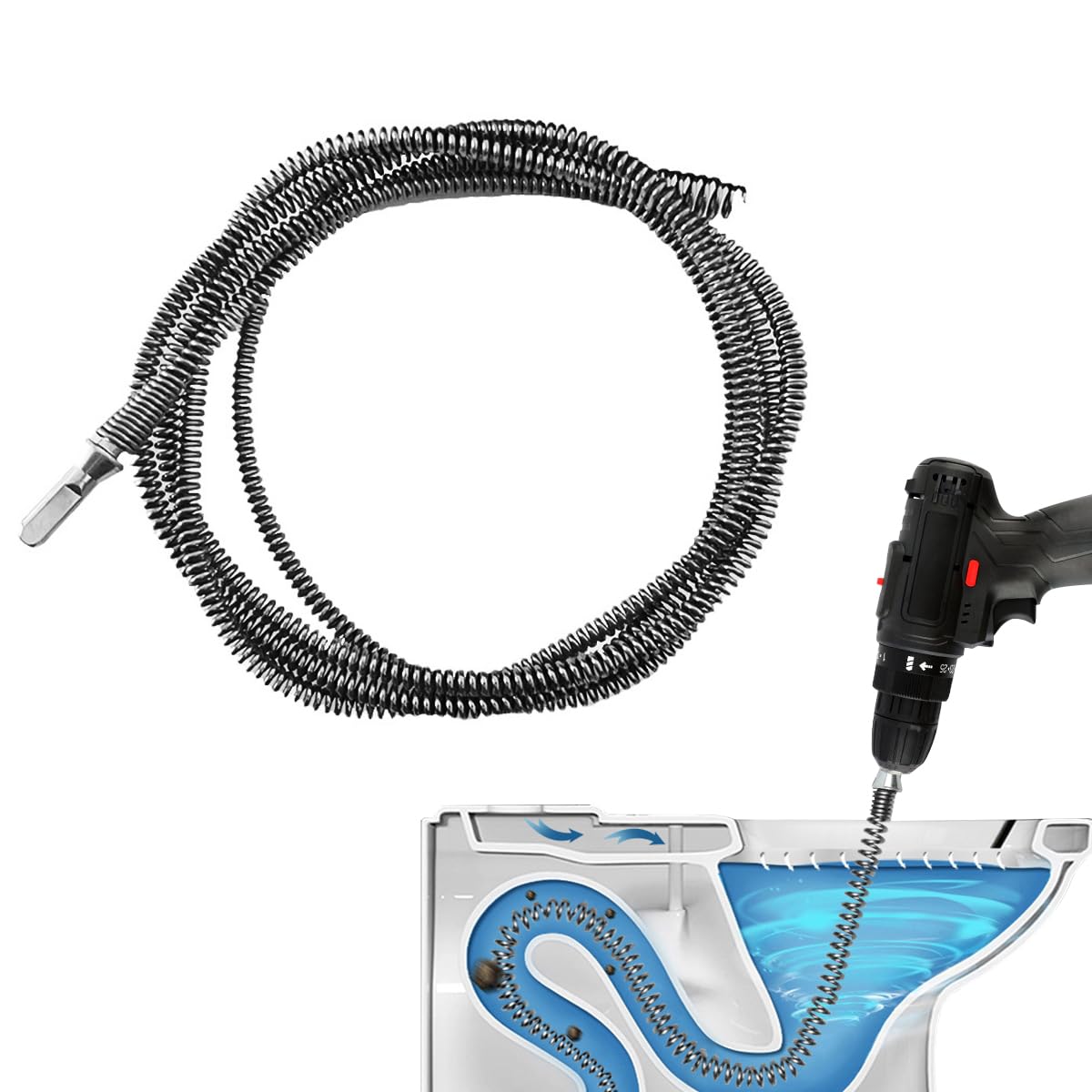 HASTHIP® Drain Pipe Cleaner Drain Cleaning Cable 8.2Ft Metal Wire Drain ...