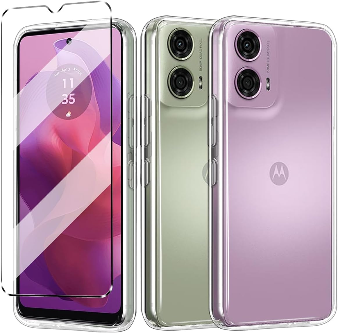 Cover Compatible with Motorola Moto E14 / G24 / G04 Case with 1 Pack Tempered Glass Screen ...