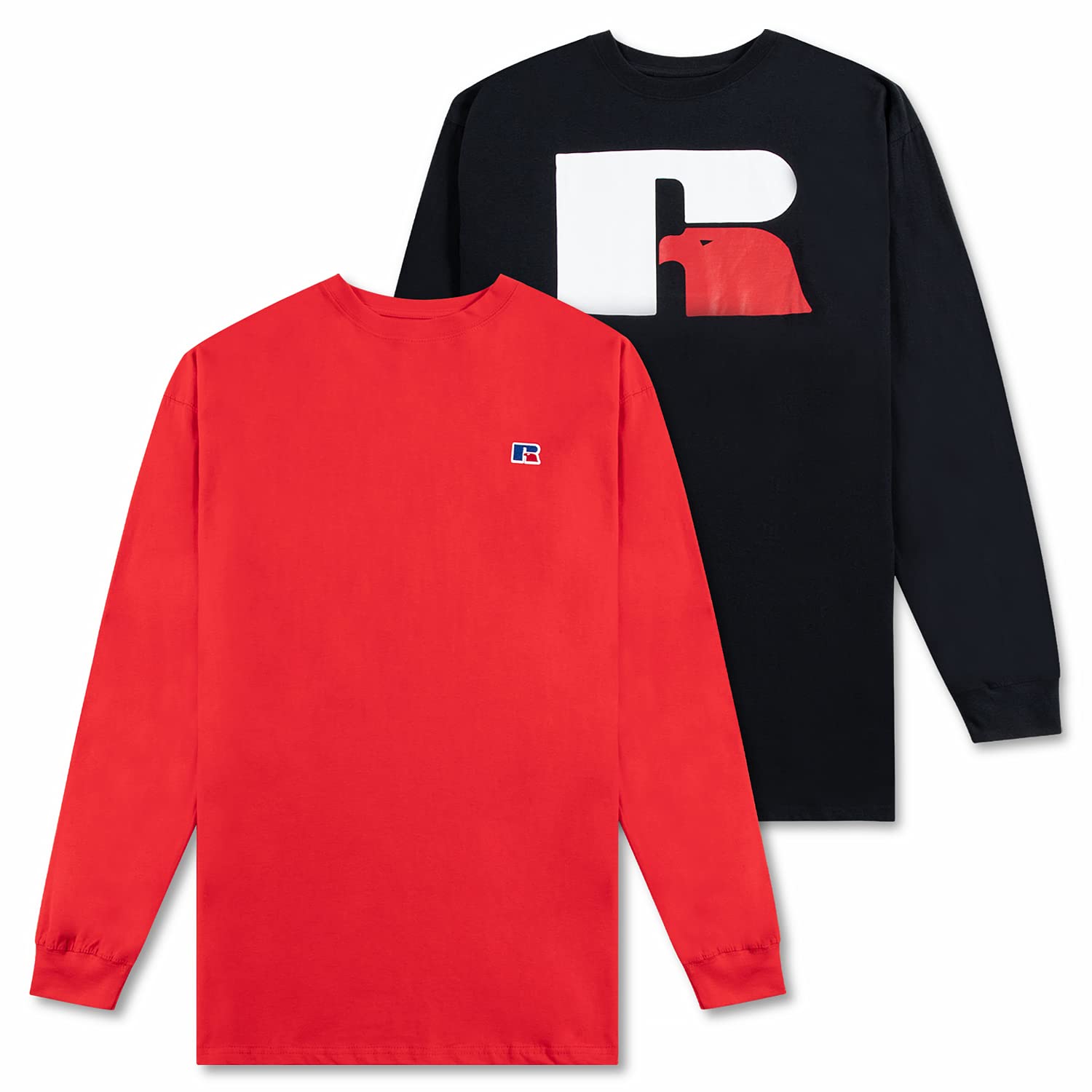 Russell Athletic Big and Tall Long Sleeve T Shirts – 2 Pack Mens Cotton ...