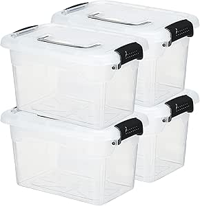 Amazon.com - Sadnyy 4 Pack Clear Plastic Storage Latch Box Stackable ...