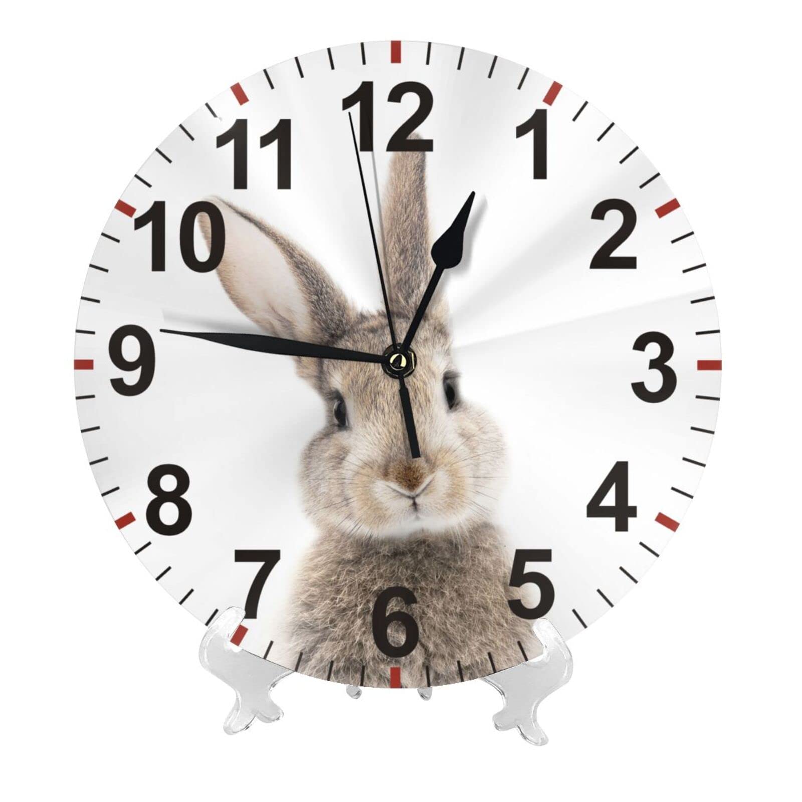 Amazon.com: Yomane Wall Clock Cute Gray Rabbit 10 Inch Battery Operated ...