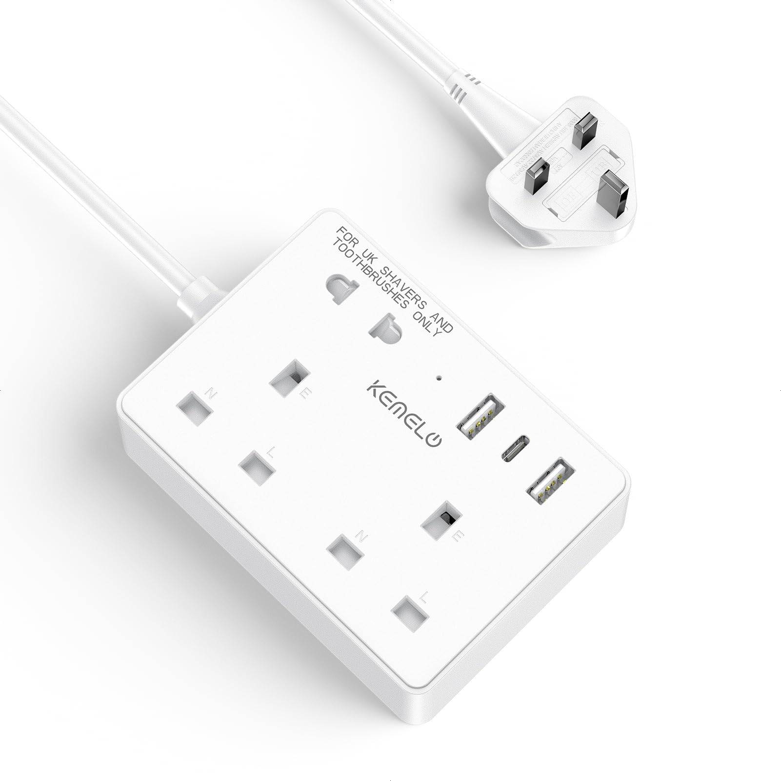 Pro Elec 2-Gang Mains Extension Lead with USB, 1m,white usb: Amazon.co ...