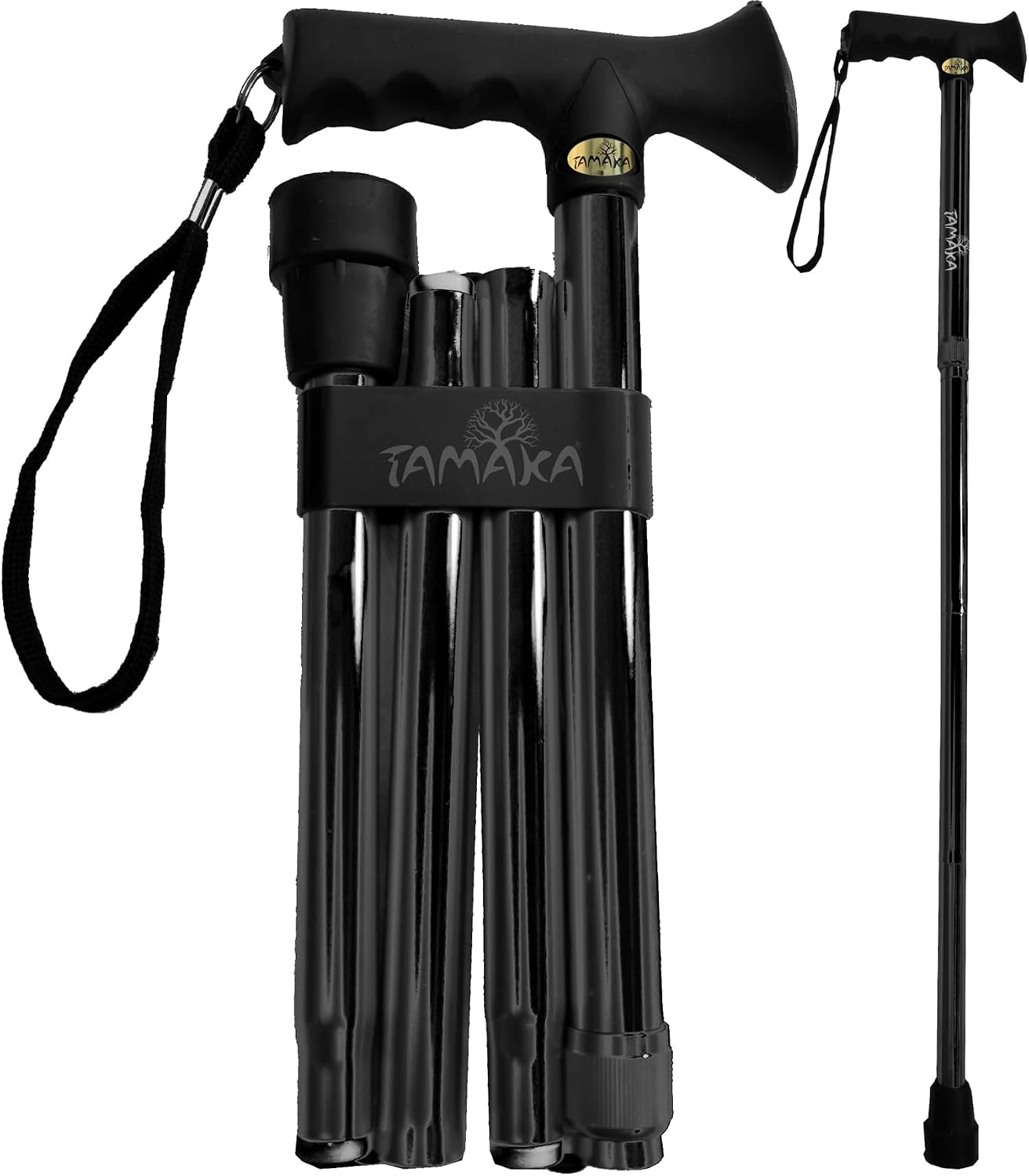 TAMAKA® Premium Black Soft Grip Gel Handle 4-Part Folding Adjustable ...