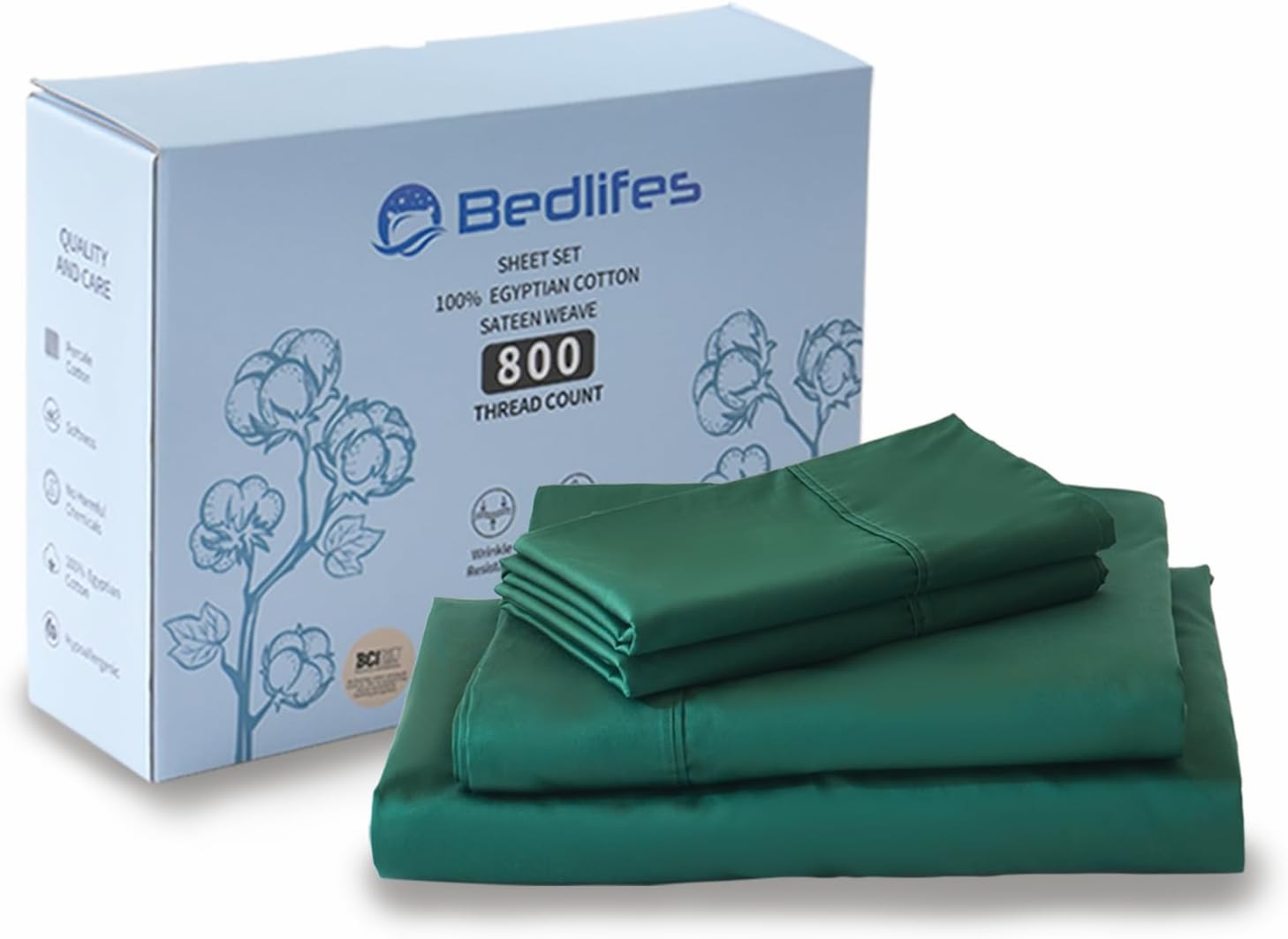Amazon.com: Bedlifes 100% Egyptian Cotton Full Size Sheet Set-800 ...