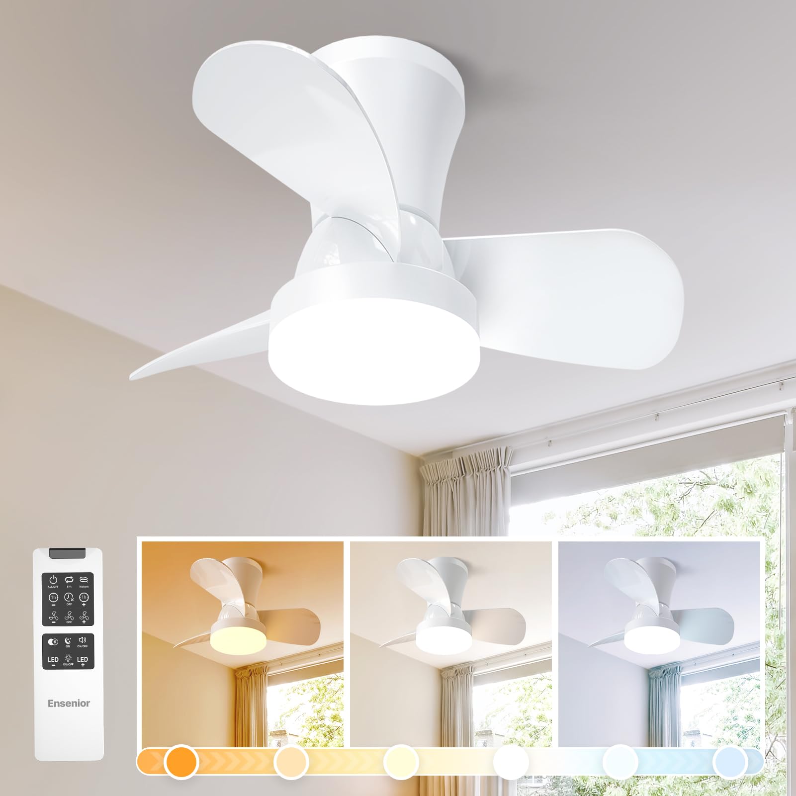 Snapklik.com : Ensenior 22 Inch Flush Mount Ceiling Fan