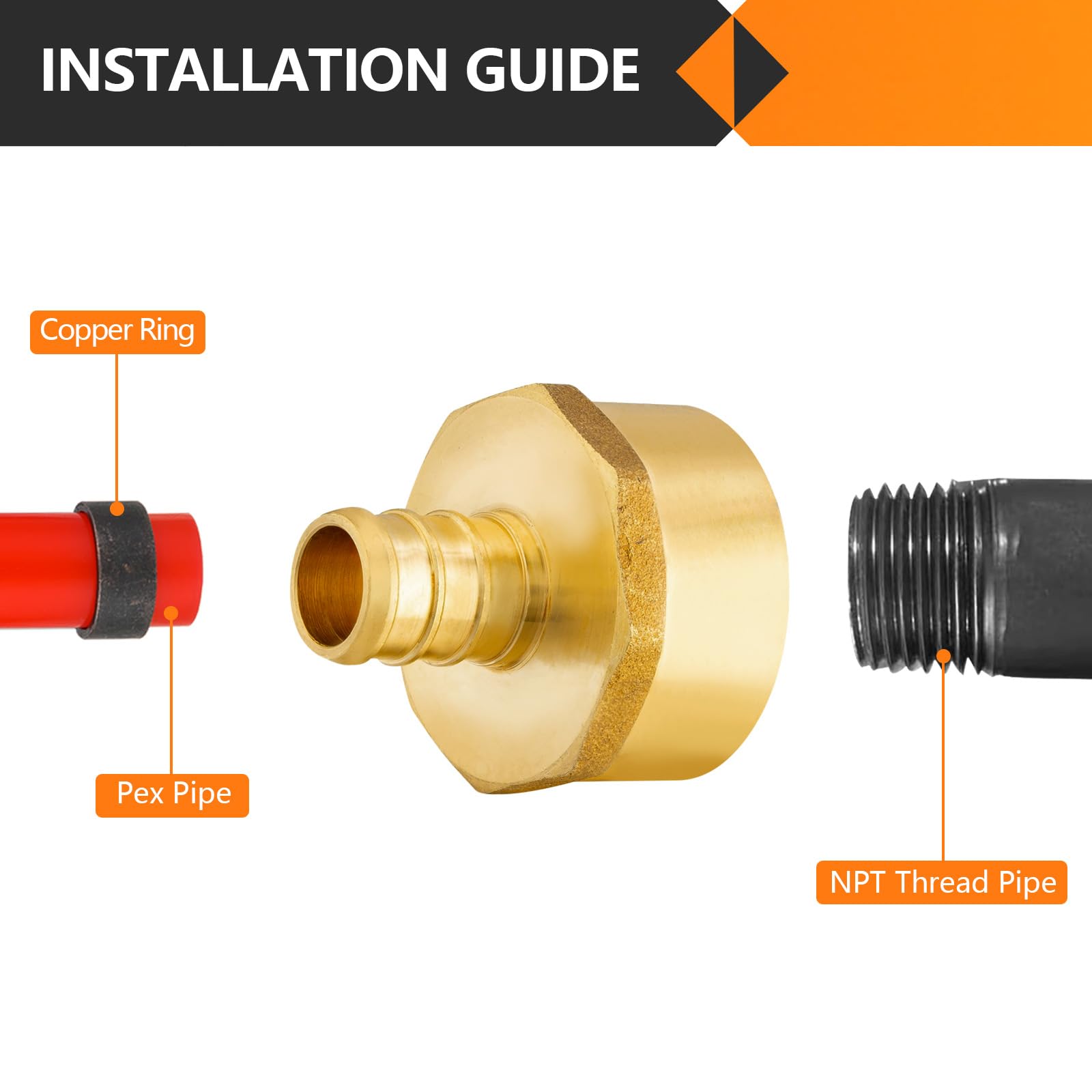 Snapklik.com : 2-Pack PEX Fittings, 3/4" PEX X 1" Female NPT, Brass Pex ...