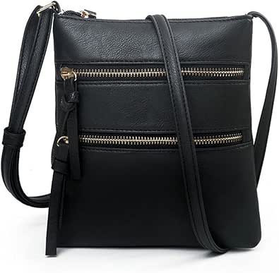 Sibalasi Women's Small Crossbody Purse Multi-Pocket Lightweight Brown over shoulder purse Black ...