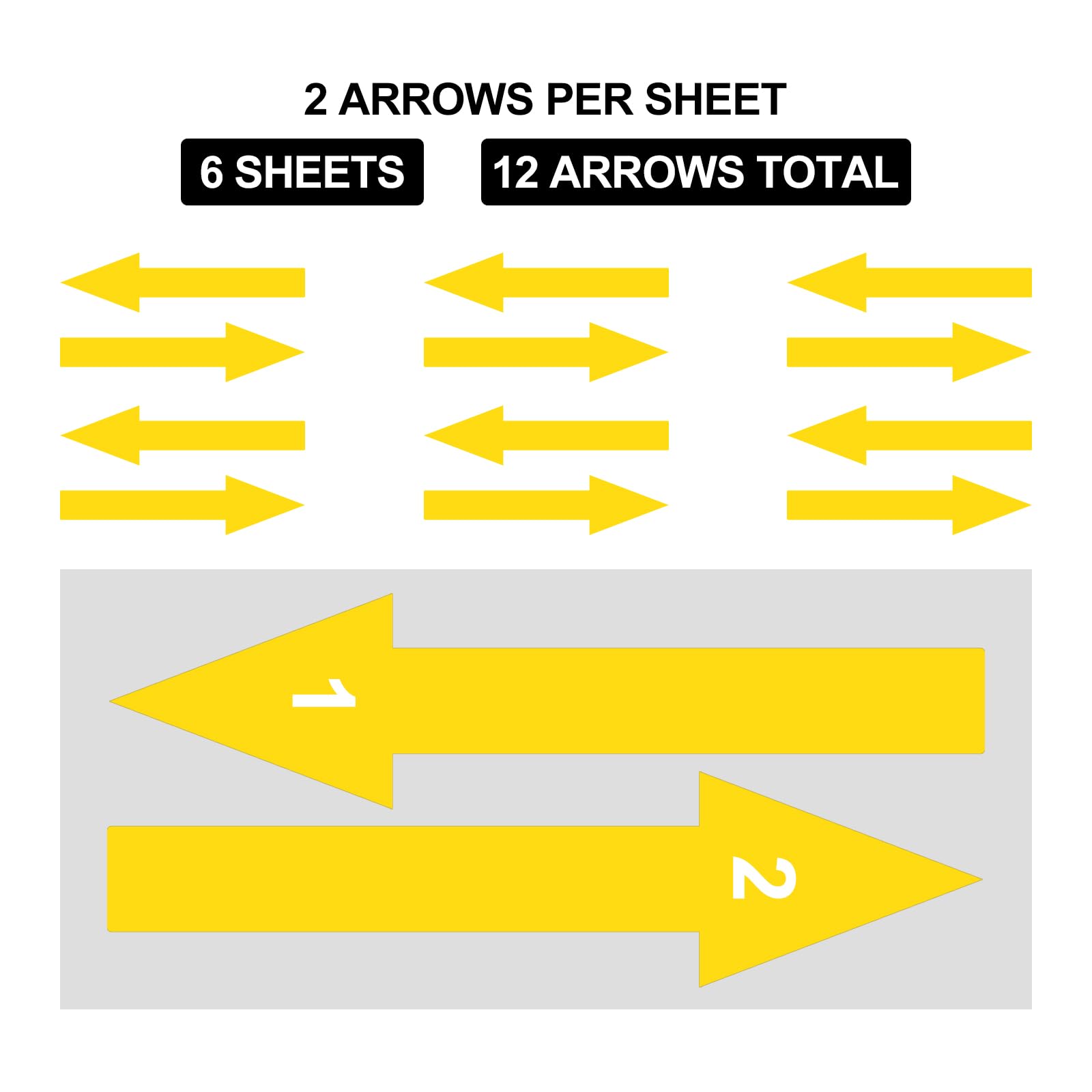 Snapklik.com : 8 X 2 Inch Yellow Arrow Sign Stickers, 12 Pack ...