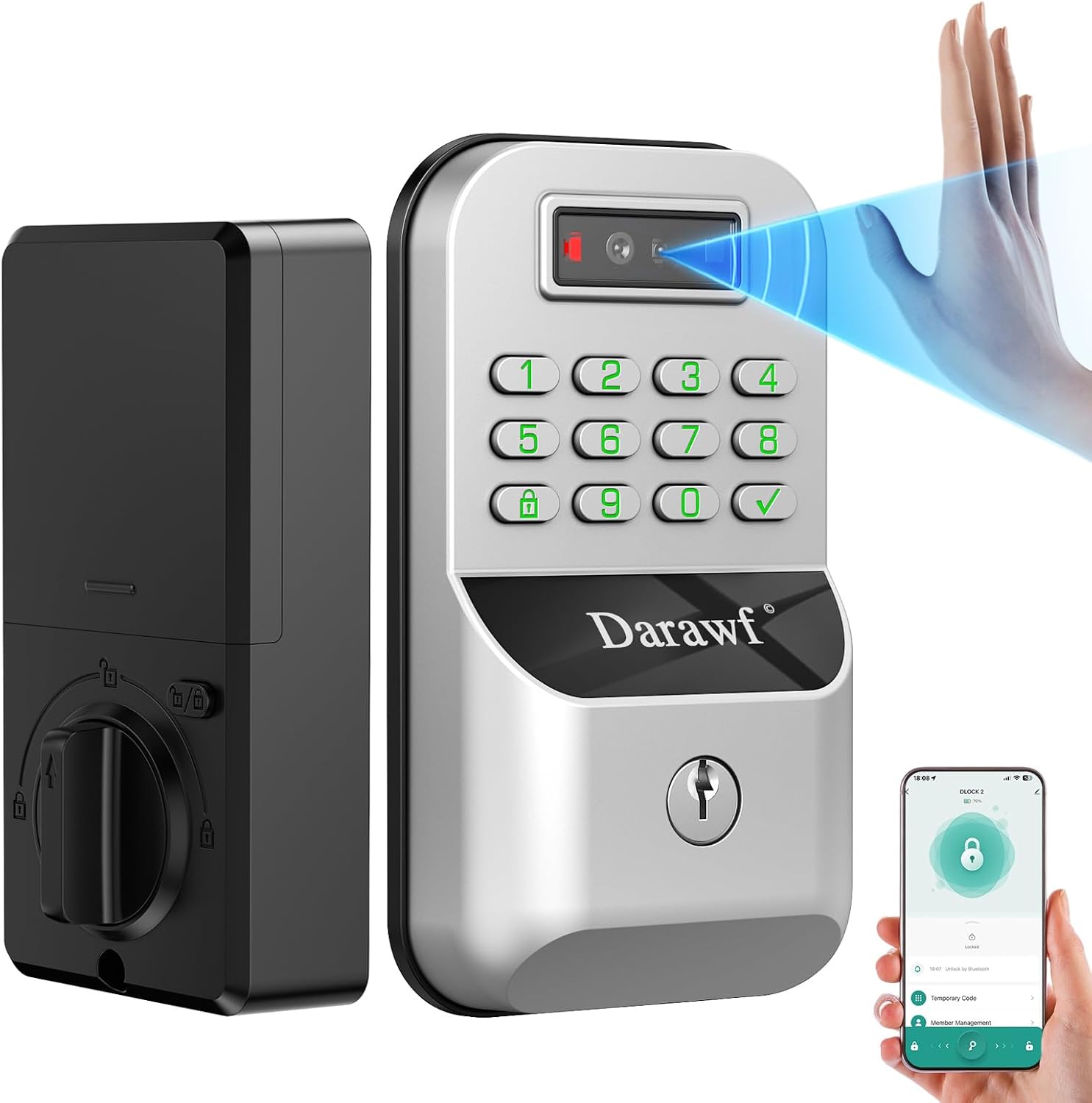 Palm Recognition Keyless-Entry Keypad Smart Lock: Digital Door Lock ...
