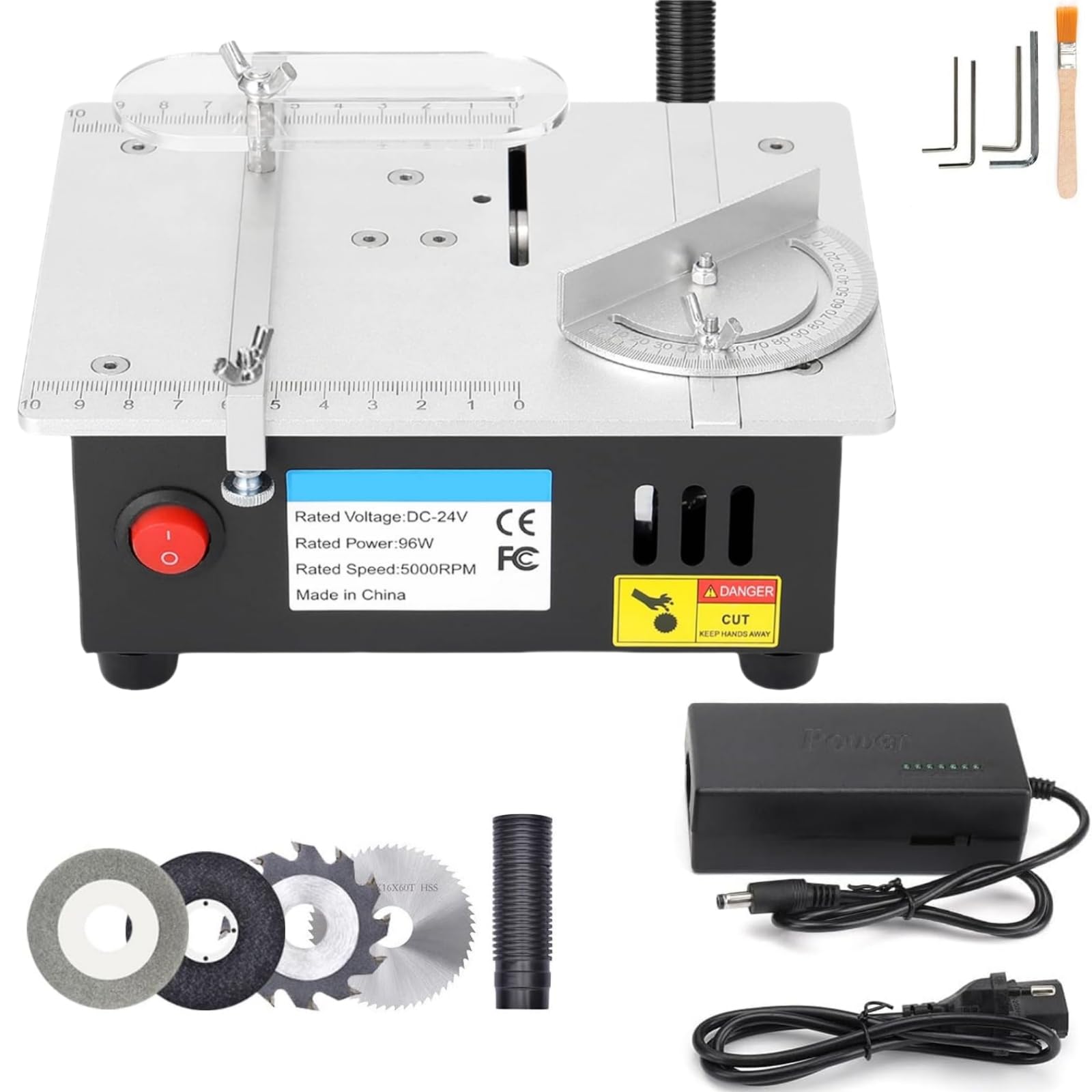 Mini Table Saw, 96W Mini Desktop Electric Saw Cutter with 4* Blades ...