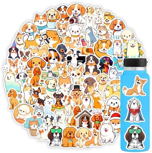 Amazon.com: 100 Pieces Cute Dog Stickers Puppy Decals Waterproof Vinyl ...