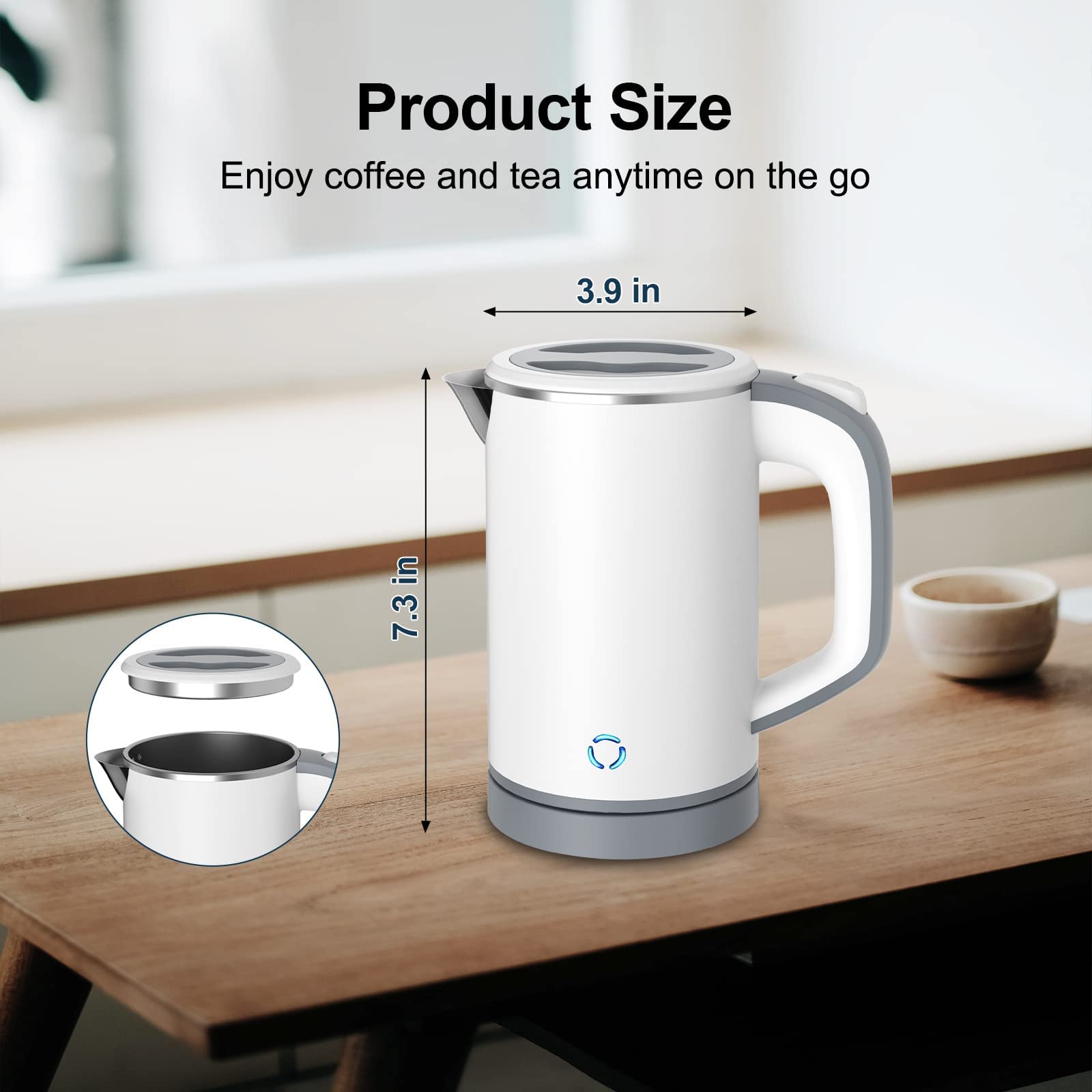 EVATEK Small Electric Kettle, Travel Mini Hot Water Boiler Heater, 304 ...