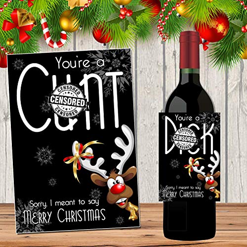 Rude Funny Novelty Xmas Christmas Gift Wine Label Naughty Funny Mum ...