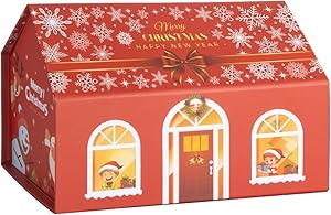CHARMGIFTBOX Christmas Gift Boxes 7.9x7.7x5.1 inches House Shape ...
