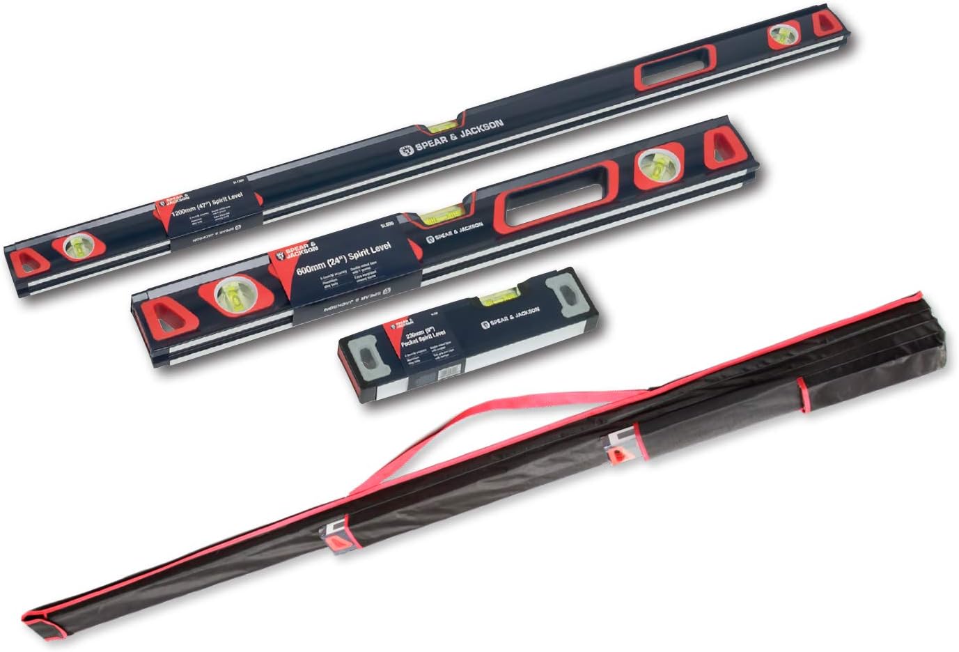 Bahco 416 3 Piece Spirit Level Set 600mm 1200m 1800mm with Level Bag ...