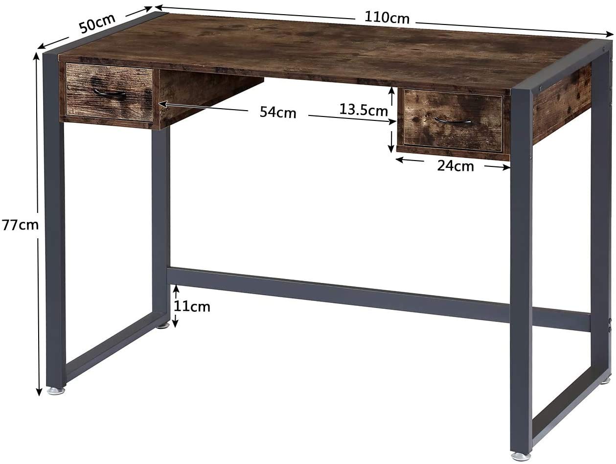 BOTONE Practical desk, computer desk with two smooth-running drawers in ...