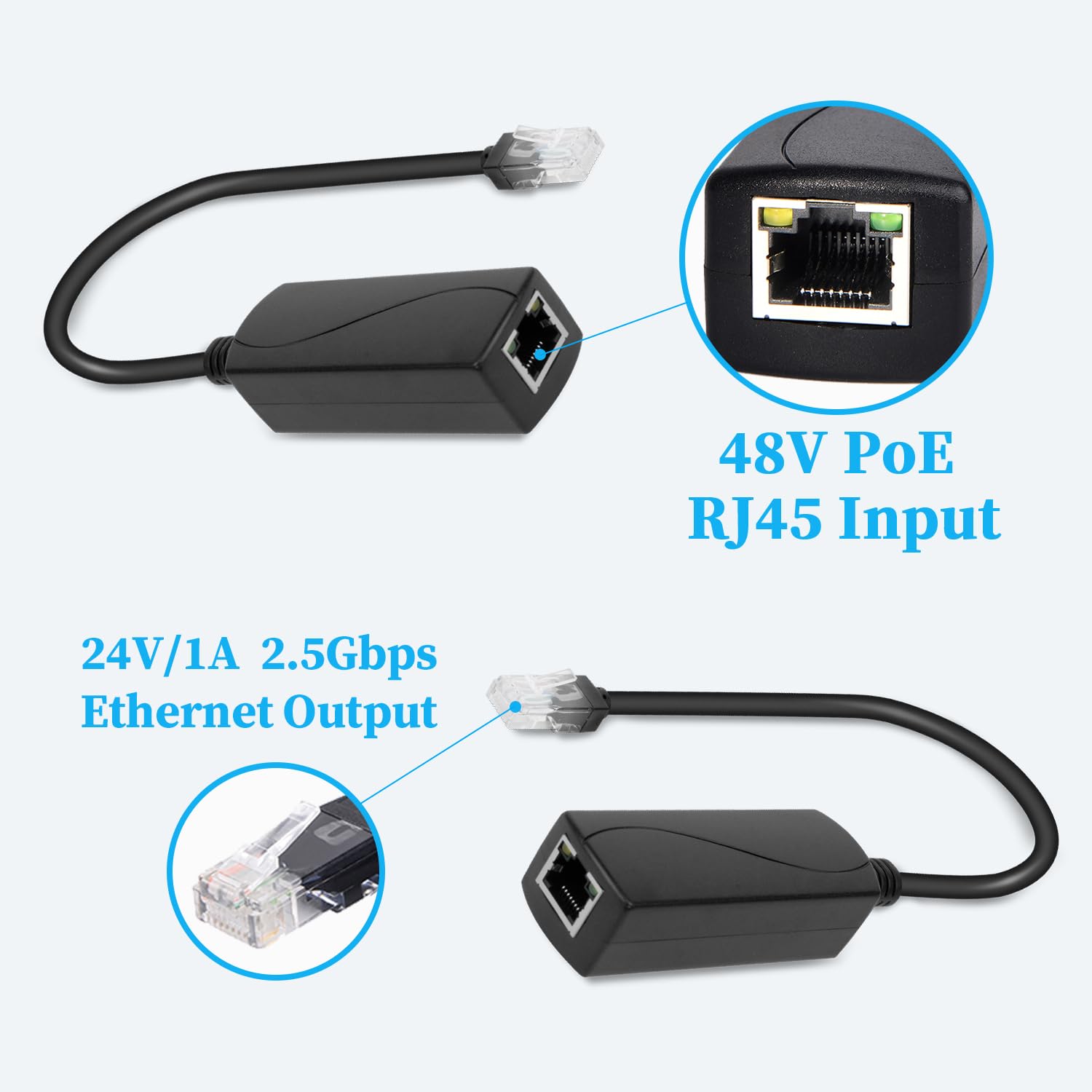 Snapklik.com : REVODATA 2.5G PoE 48V To 24V PoE Converter, RJ45 Port ...