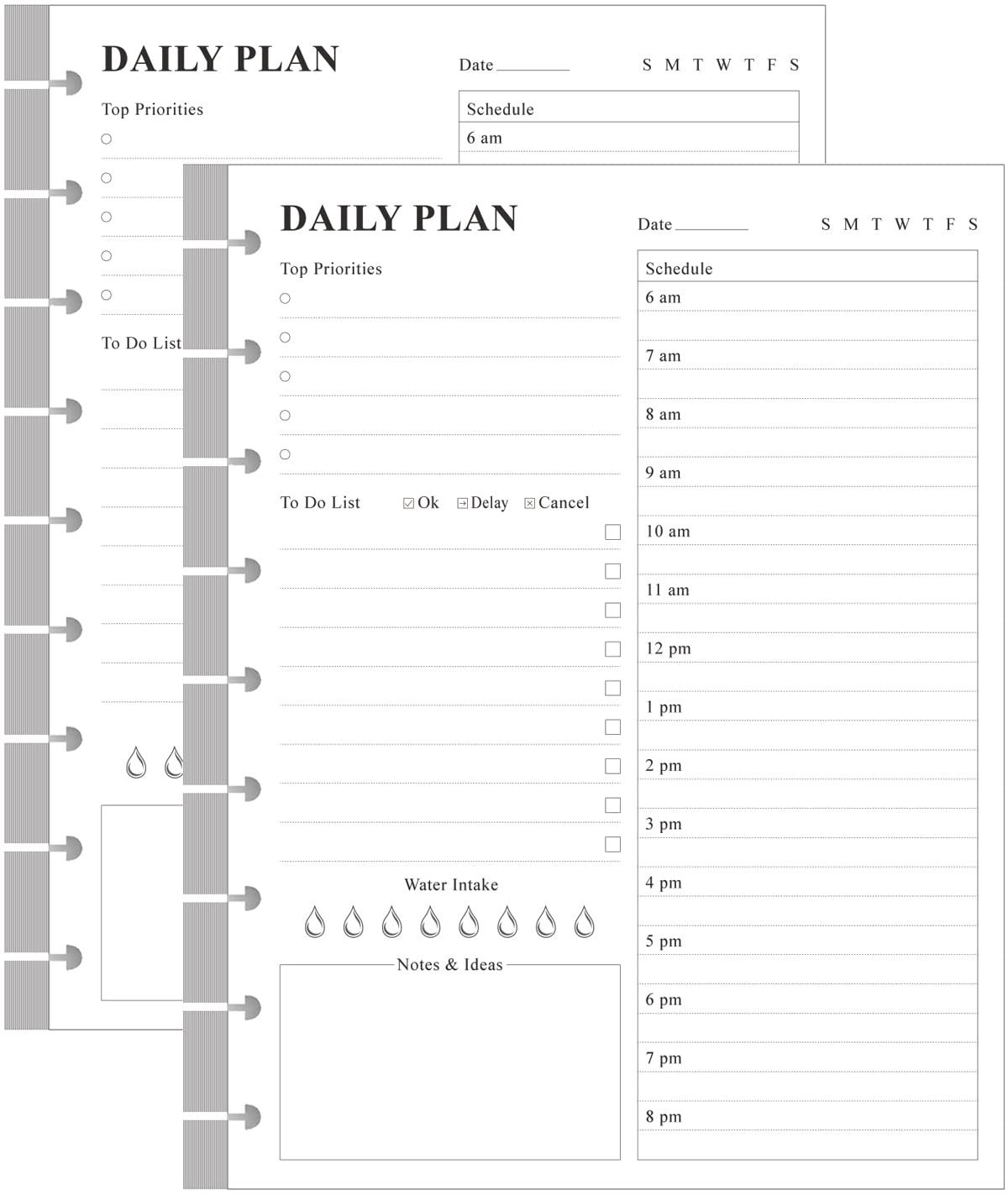 (2-Pack) Classic Size Discbound Daily Planner Refill Paper, 9-Disc ...
