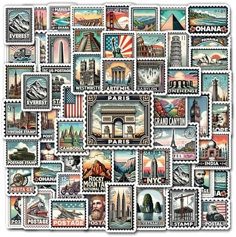 Amazon.com: BIGZORO Pack 50 PCS Stamp Sticker Print Envelopes ...