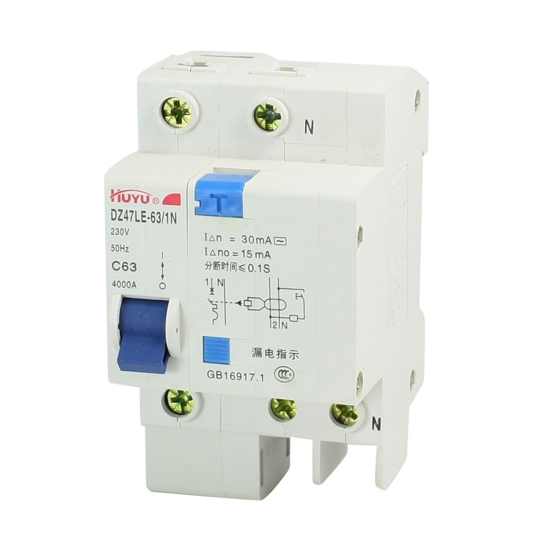 Buy IIVVERR AC 230V 63A One Pole Overload Protection ELCB Earth Leakage ...