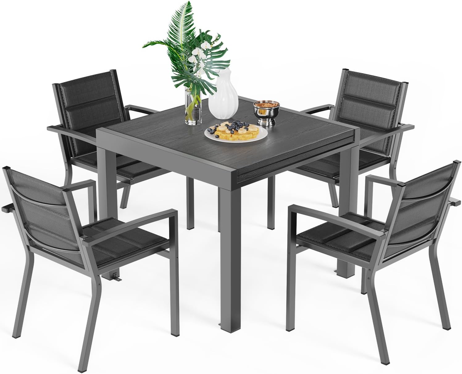 TRIUMPHKEY Salon de Jardin pour 4-6 Personnes, Ensemble Table et ...