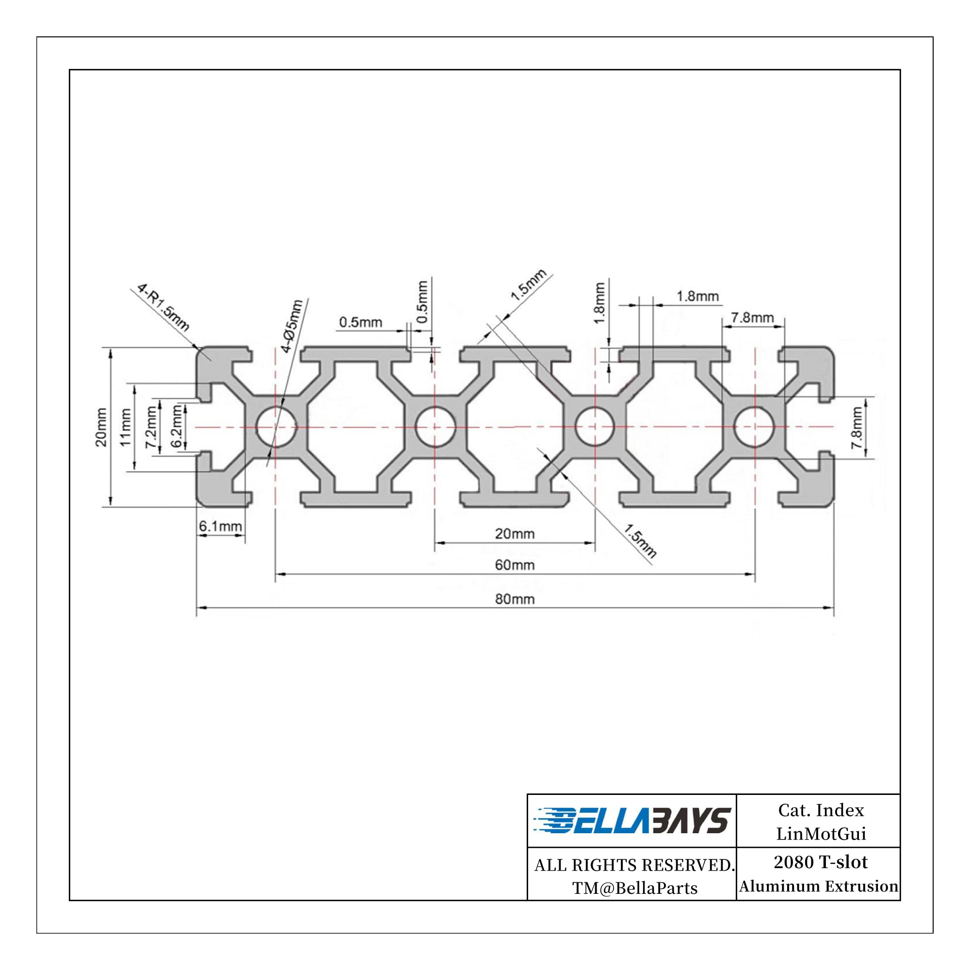 Snapklik.com : 2pcs 2080 T Slot Aluminum Extrusion Profile 400mm ...