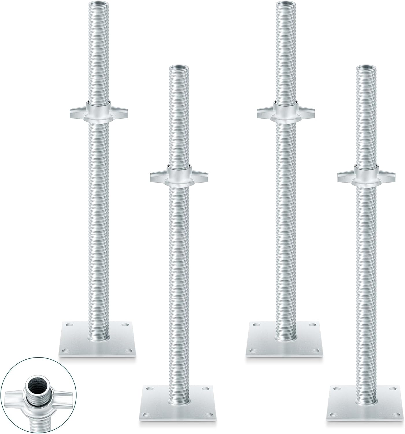 Zonon 4 Pcs Adjustable Scaffolding Leveling Jack Hollow Screw Jacks ...